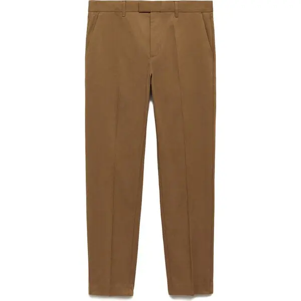 Mango Regular Fit Cotton-blend Dress Pants - Brown