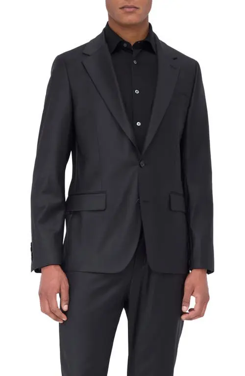 Bugatchi Solid Stretch Wool Travel Blazer - Black