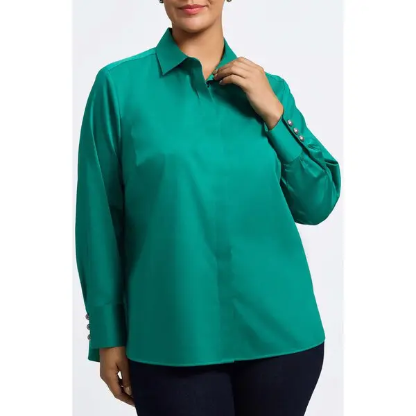 Foxcroft Pearly Bead Button-up Shirt - Emerald