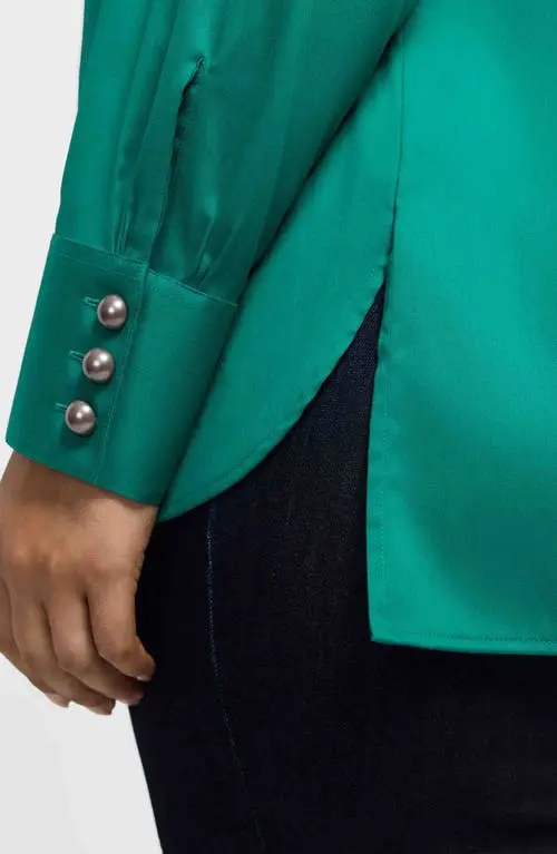 Foxcroft Pearly Bead Button-up Shirt - Emerald