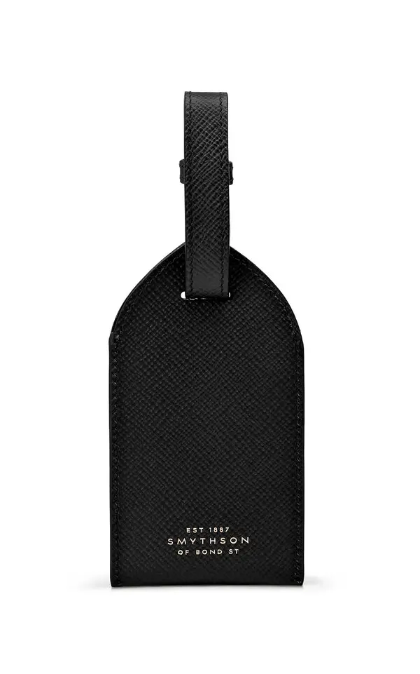 Smythson Panama Leather Luggage Tag - Black
