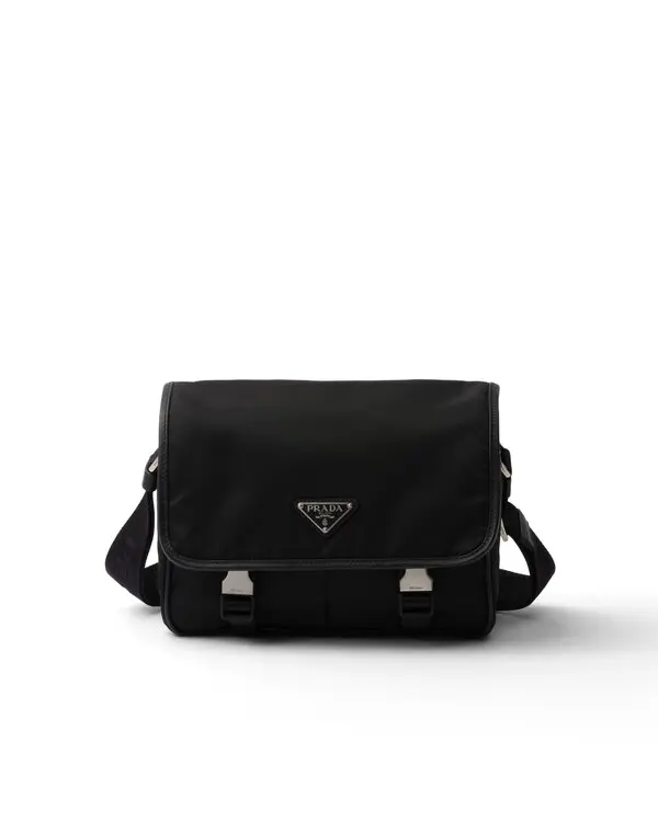 Prada Re-nylon And Saffiano Leather Shoulder Bag - Black