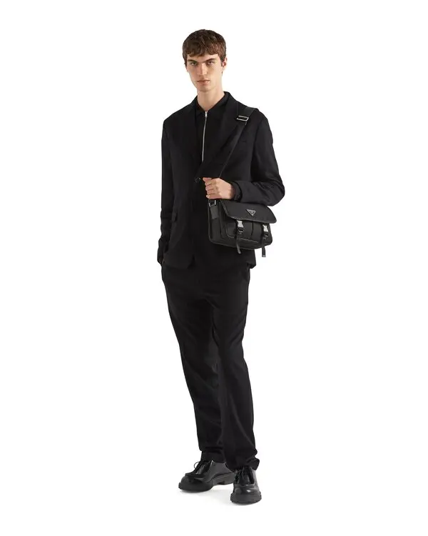 Prada Re-nylon And Saffiano Leather Shoulder Bag - Black
