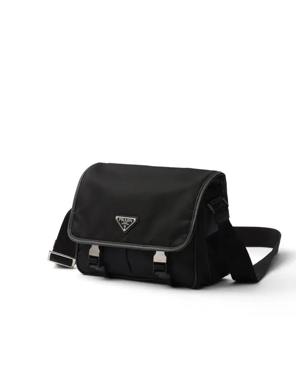 Prada Re-nylon And Saffiano Leather Shoulder Bag - Black