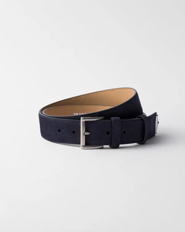 Prada Suede Belt - Navy
