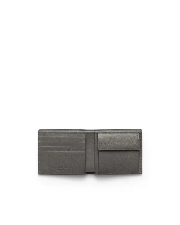 Prada Saffiano Leather Wallet With Coin Purse - Blue