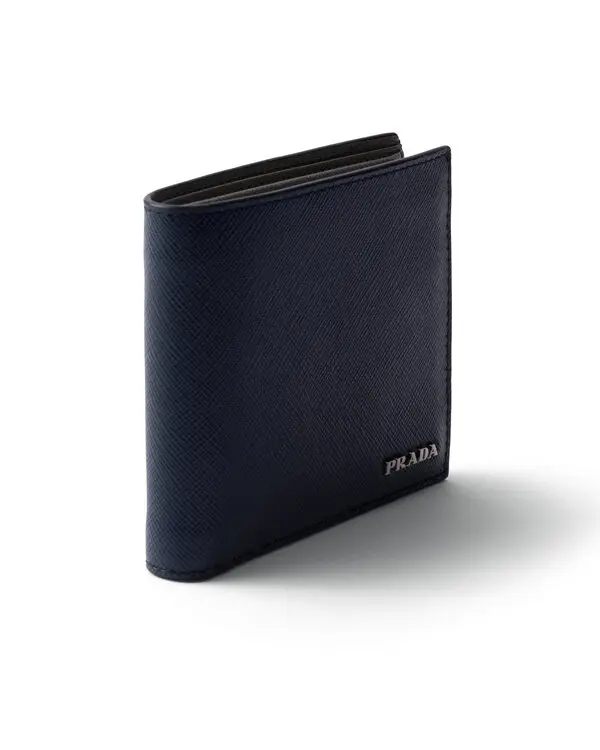 Prada Saffiano Leather Wallet With Coin Purse - Blue