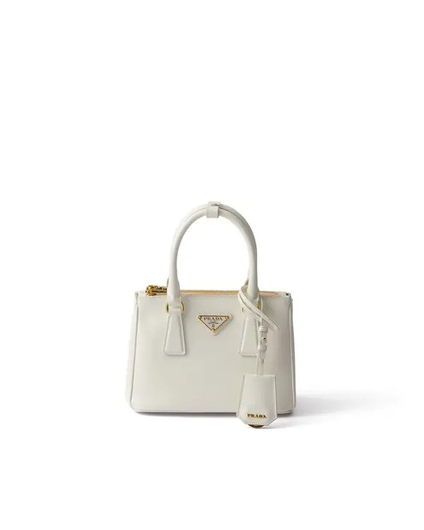 Prada Galleria Mini Patent Saffiano Bag - White