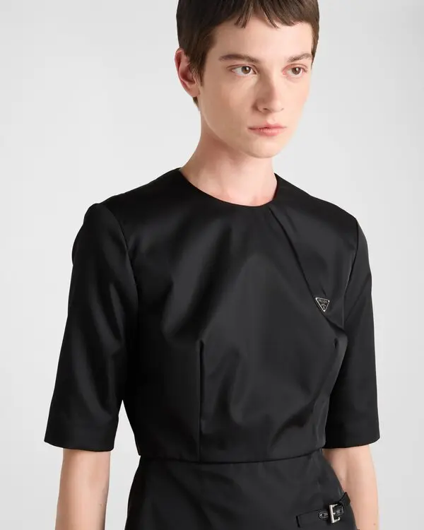 Prada Re-Nylon Fit And Flare Mini-Dress - Black | Editorialist