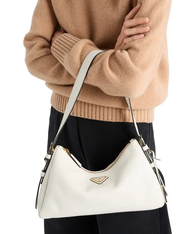 Prada Aimée Medium Leather Shoulder Bag - White