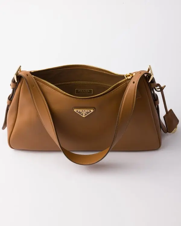 Prada Aimée Medium Leather Shoulder Bag - Brown