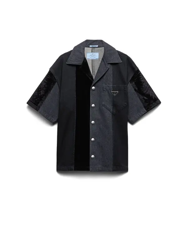 Prada Denim Patchwork Shirt - Black