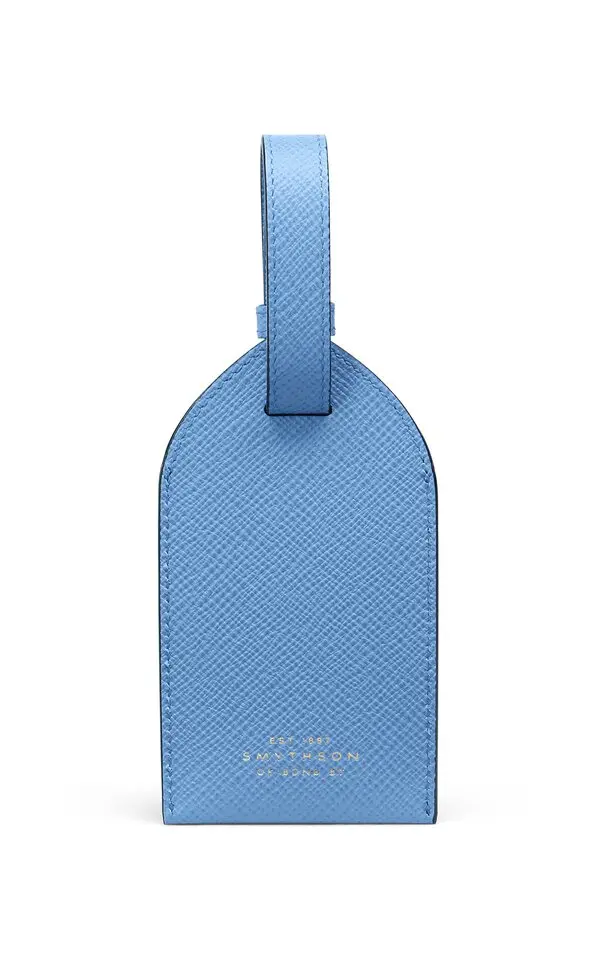 Smythson Panama Leather Luggage Tag - Blue
