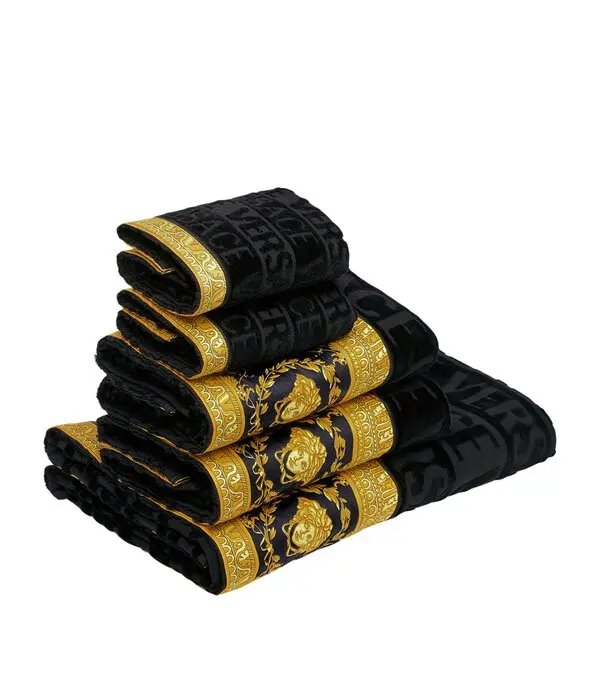 Versace Baroque Towels - Black