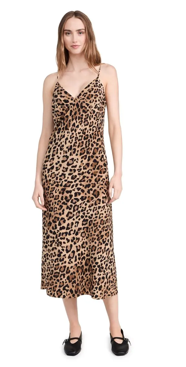 Ayr Leopard Print Silk Charmeuse Dress