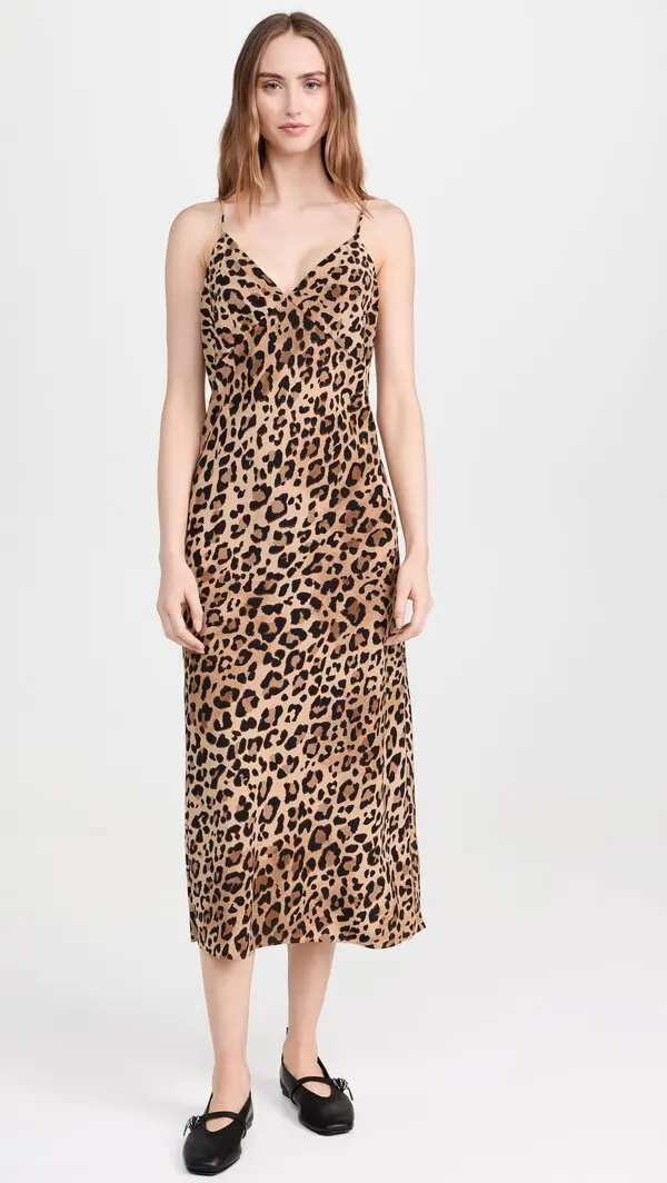 Ayr Leopard Print Silk Charmeuse Dress