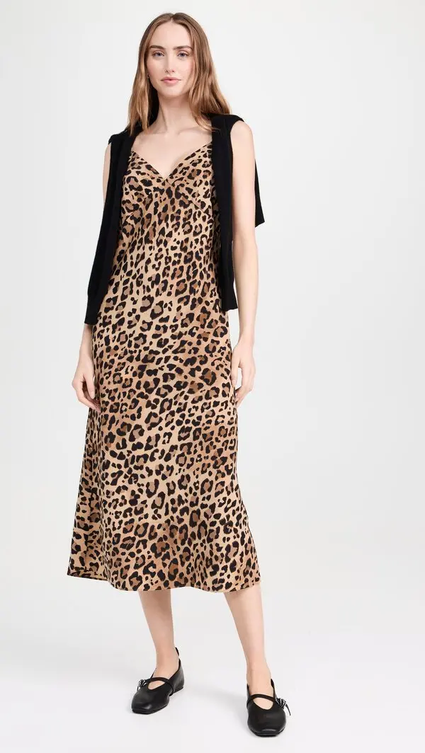 Ayr Leopard Print Silk Charmeuse Dress