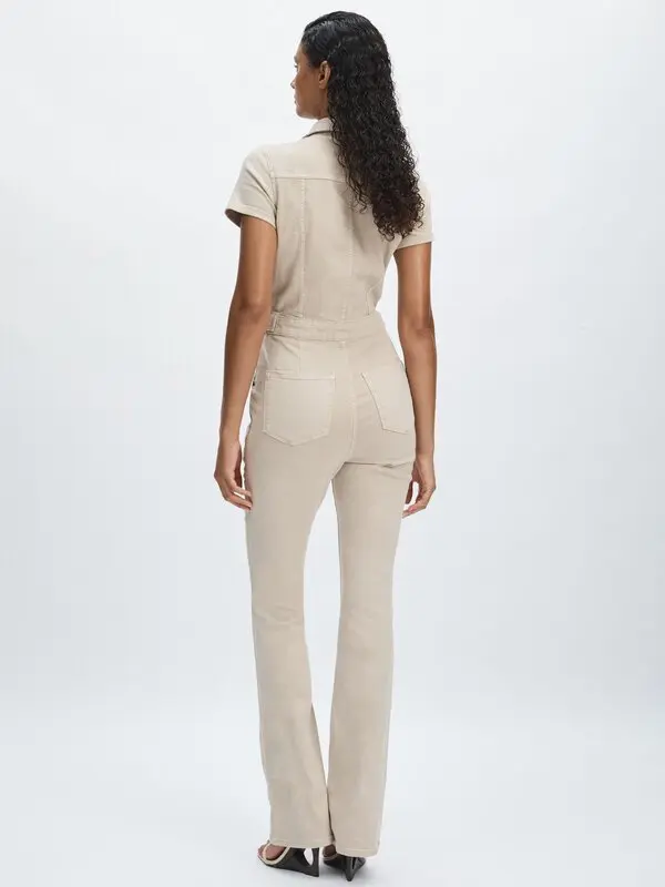 Good American Twill Utility Bootcut Jumpsuit - Sand