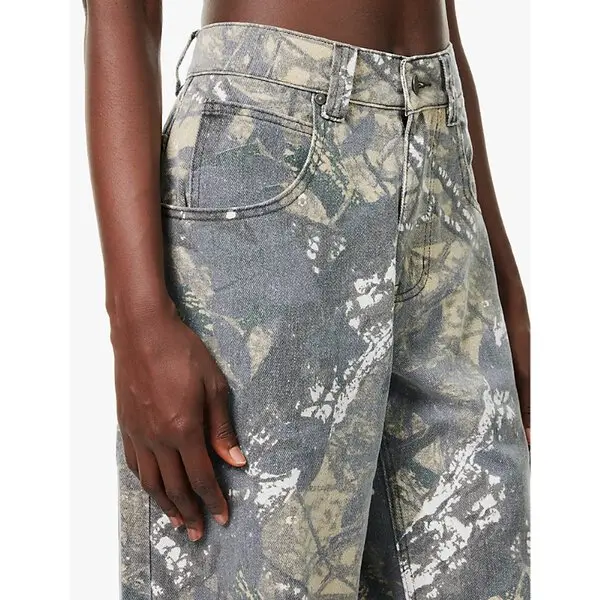 Jaded London Camo Colossus Low-Rise Denim Jeans - Brown | Editorialist