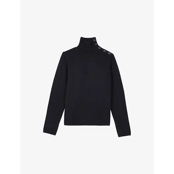 The Kooples High-neck Knitted Wool Jumper - Black