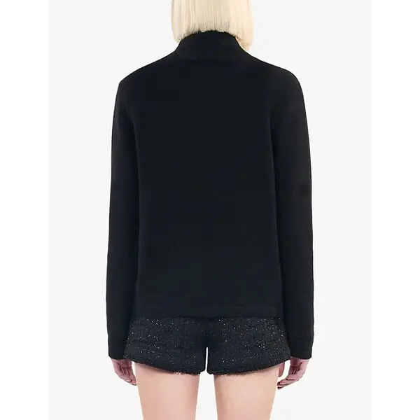 The Kooples High-neck Knitted Wool Jumper - Black