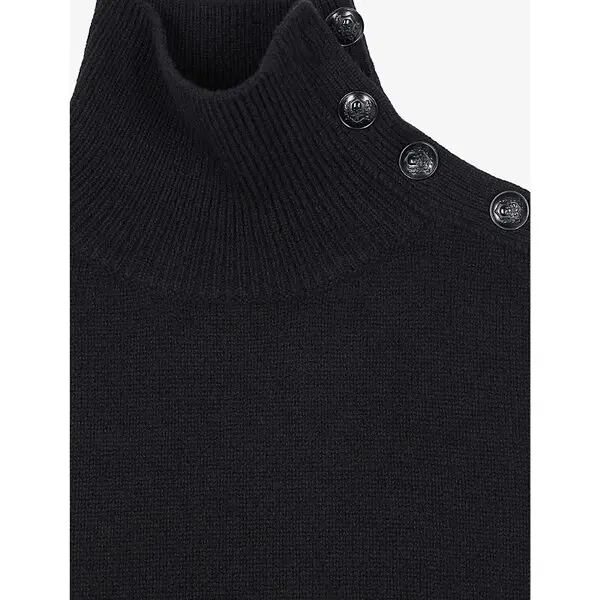 The Kooples High-neck Knitted Wool Jumper - Black