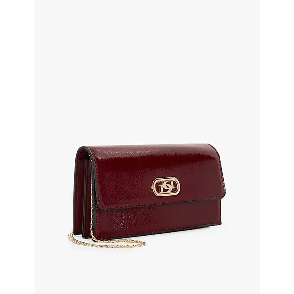 Dune Sapphire Croc-Effect Cross-Body Bag In Burgundy Leather 31