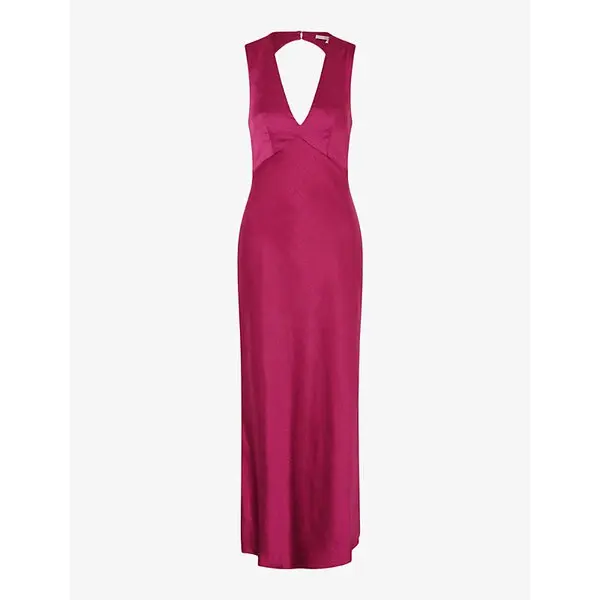 OMNES Nova Tie-back Satin Maxi Dress - Magenta