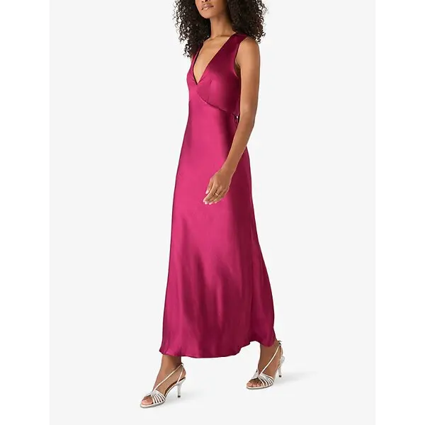OMNES Nova Tie-back Satin Maxi Dress - Magenta
