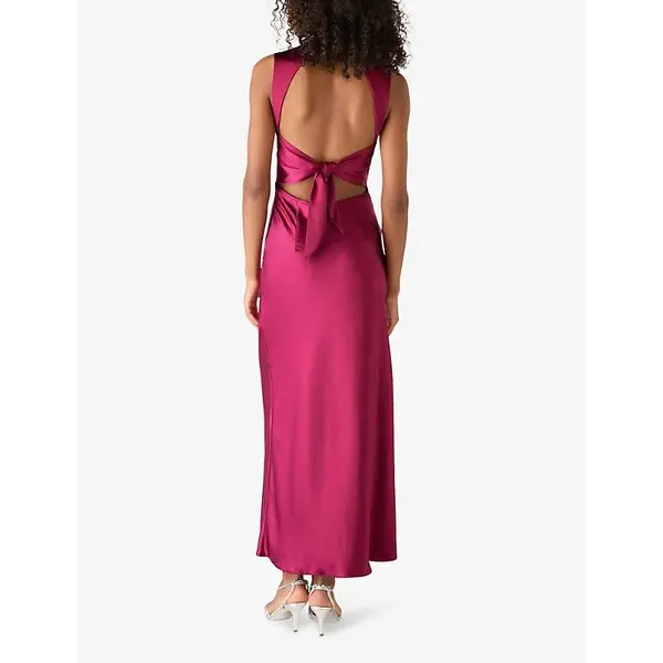 OMNES Nova Tie-back Satin Maxi Dress - Magenta