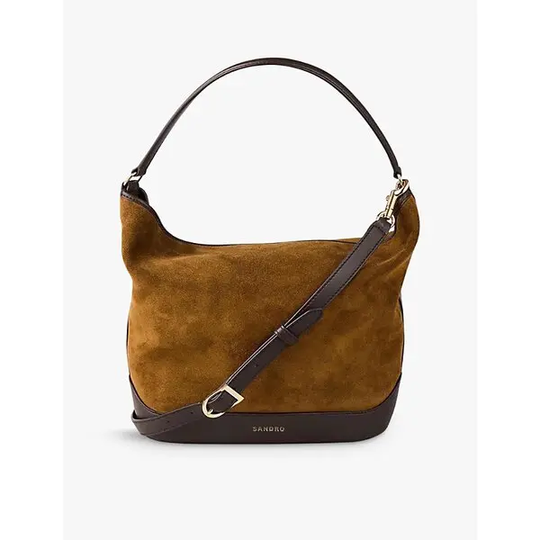 Sandro Slouchy Shoulder Bag With Removable Strap - Naturels