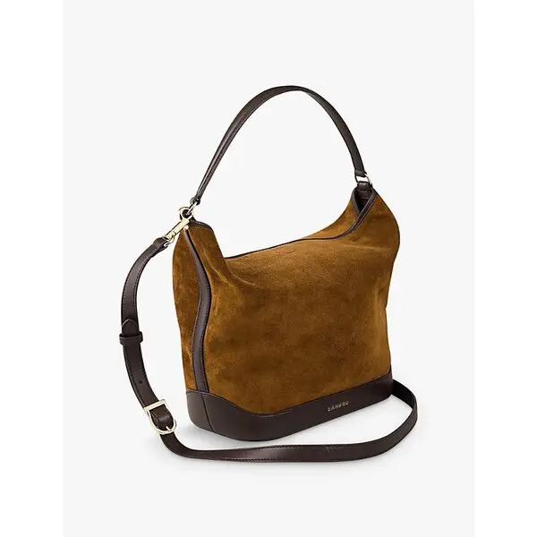 Sandro Slouchy Shoulder Bag With Removable Strap - Naturels