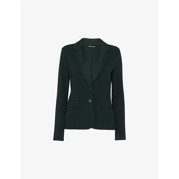 Whistles Slim-fit Single-breasted Cotton-jersey Blazer - Dark Green