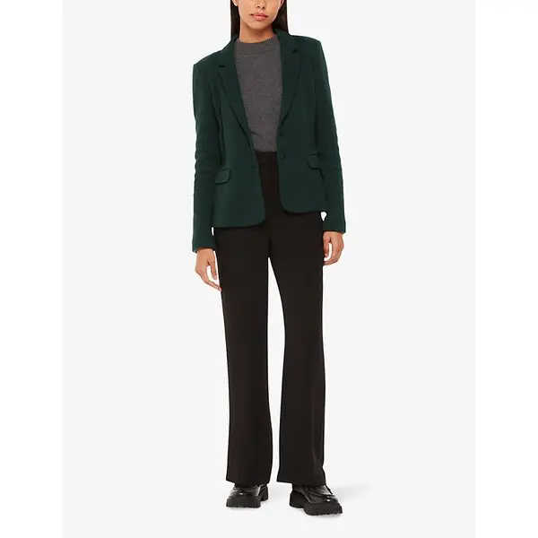 Whistles Slim-fit Single-breasted Cotton-jersey Blazer - Dark Green
