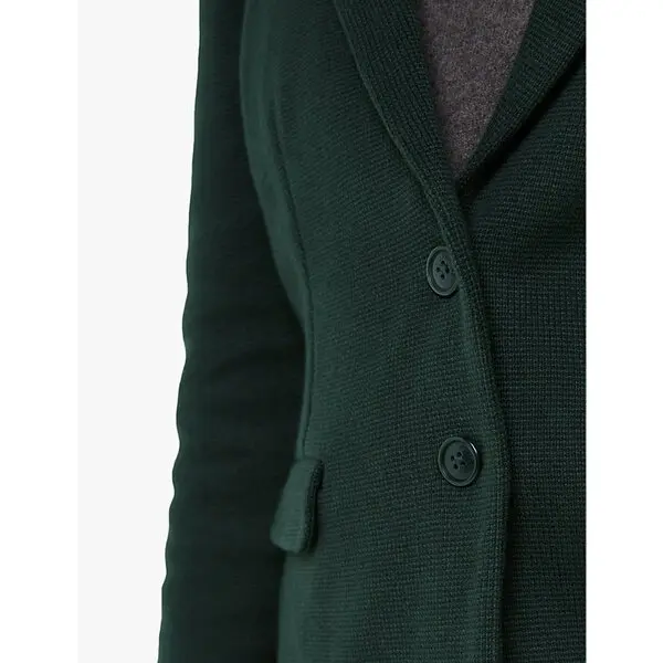 Whistles Slim-fit Single-breasted Cotton-jersey Blazer - Dark Green