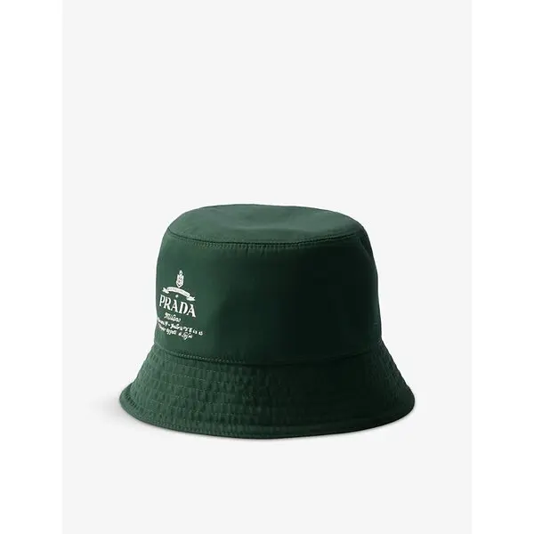 Prada Branded Cotton Bucket Hat - Green