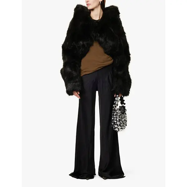 Entire Studios Vicinity Cropped Faux-Fur Jacket In Black - 48% Off