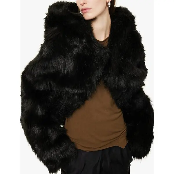 Entire Studios Vicinity Cropped Faux-Fur Jacket In Black - 48% Off