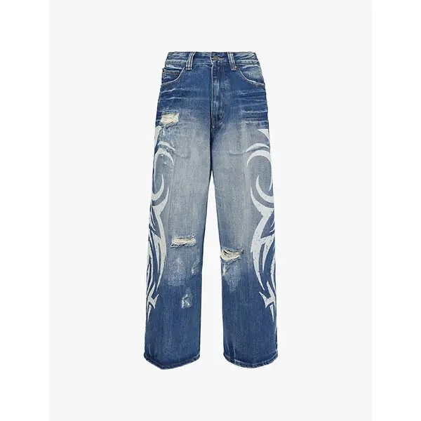 Jaded London Blade Xl Colossus Light-Wash Distressed Denim