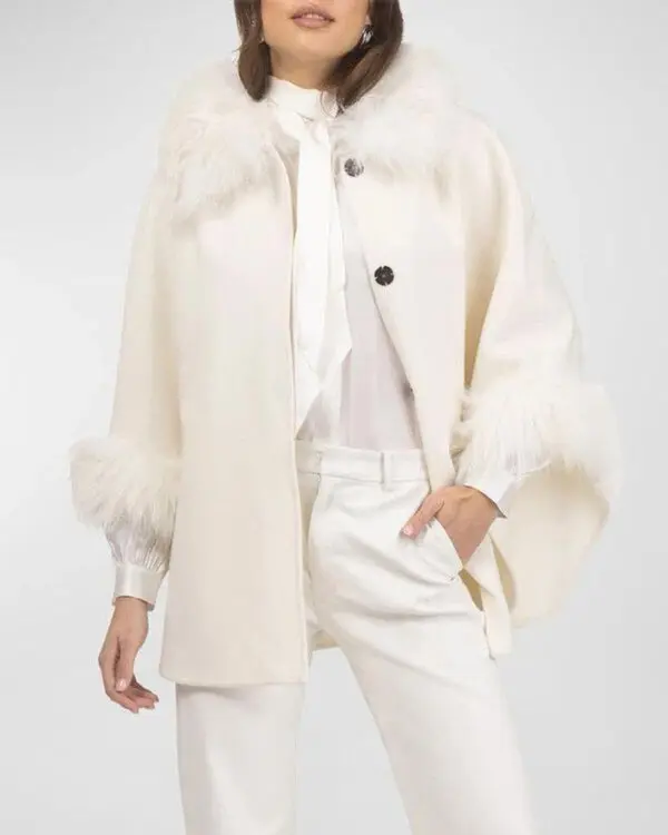 Gorski Wool & Lamb Cape - Ivory