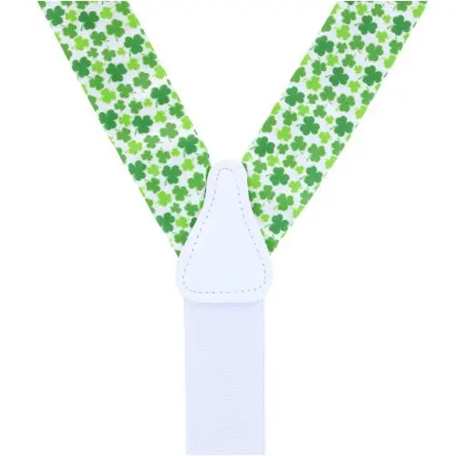 Trafalgar Shamrock Silk Button End Suspenders - White