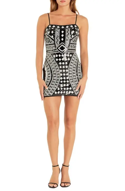 Endless Rose Sequin Beaded Minidress - Black