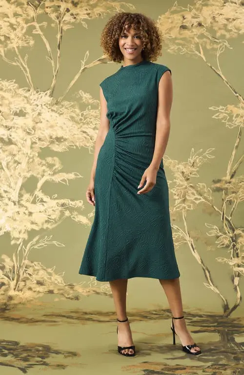 Maggy London Mock Neck Jacquard Midi Dress In Bistro Green - 40% Off |  Editorialist