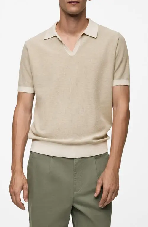 Mango Structured Contrast Polo Shirt - Light/pastel Grey