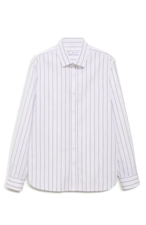 Mango Regular Fit Stripe Button-up Shirt - Violet