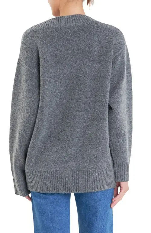 English Factory Oversized V-neck Sweater - Charcoal