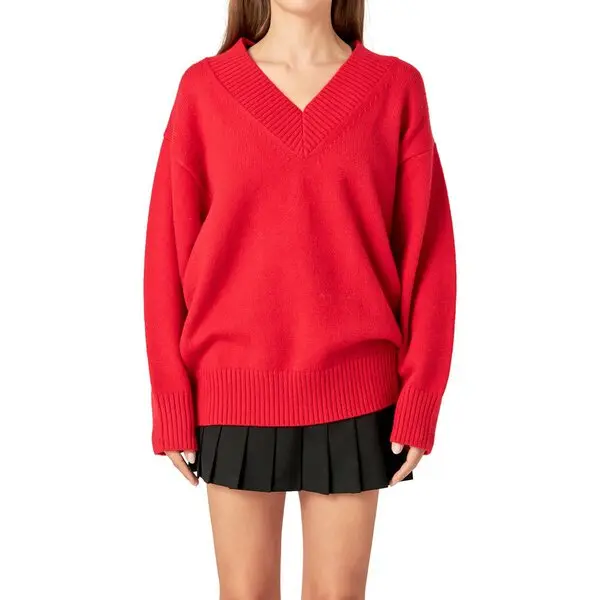 English Factory Oversized V-neck Sweater