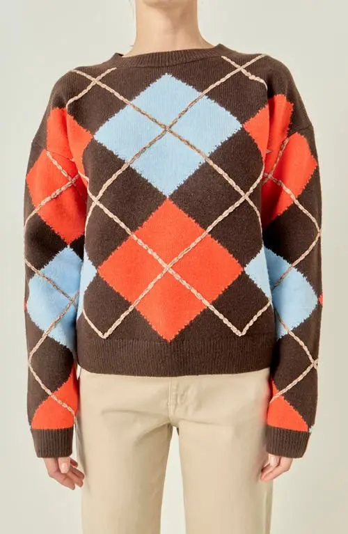 English Factory Argyle Knit Sweater - Brown Multi