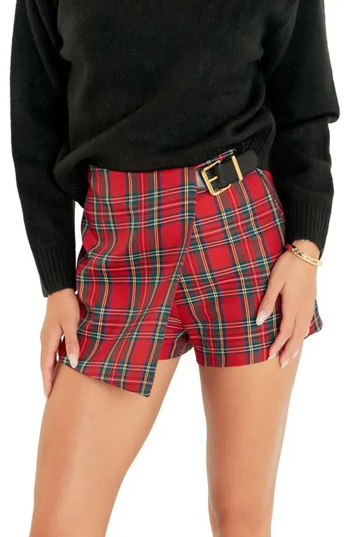 English Factory Plaid Wrap Skort