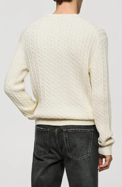 Mango Cable Stitch Cotton-blend Crewneck Sweater - Off White